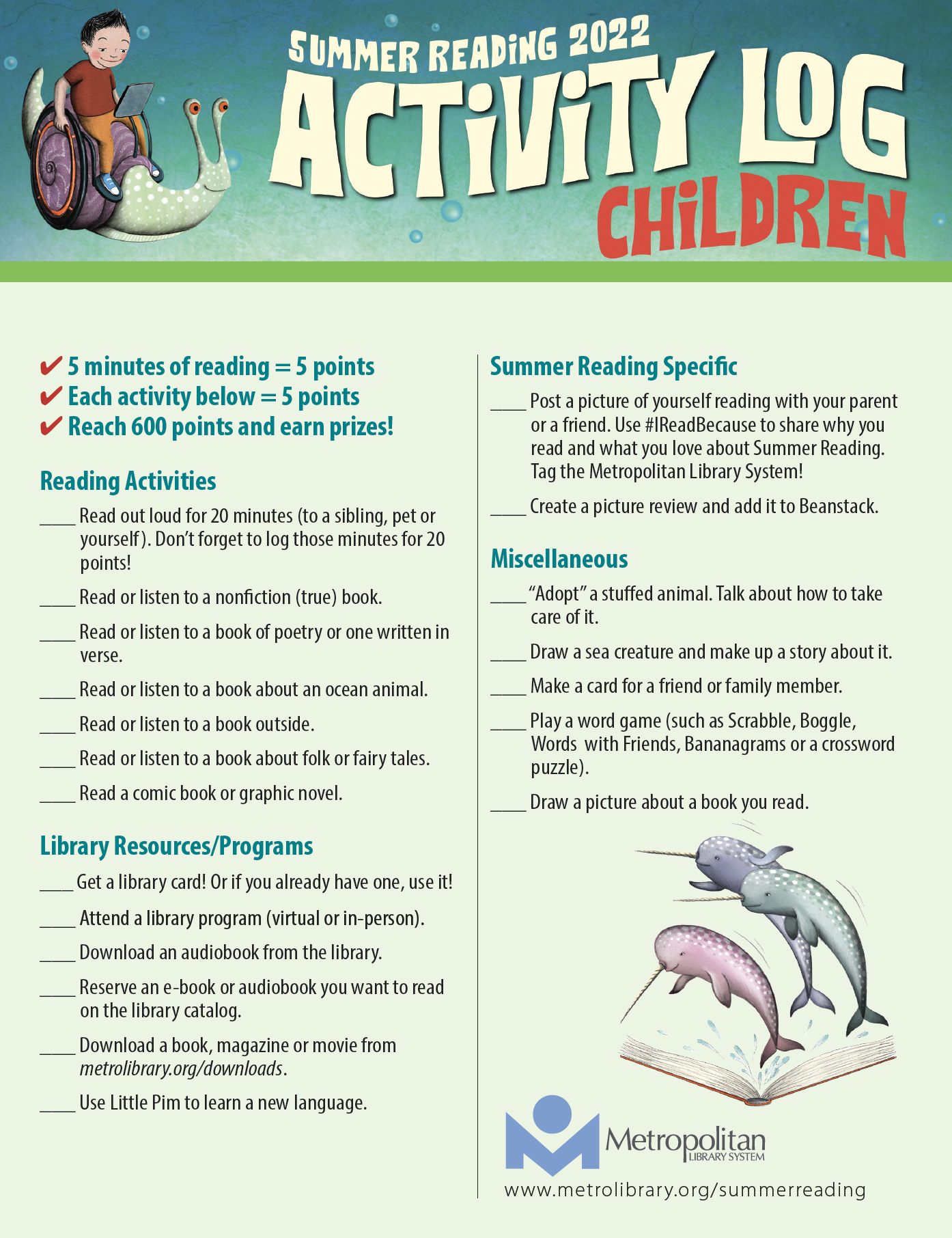 Summer Reading Information for Schools | Metropolitan Library System