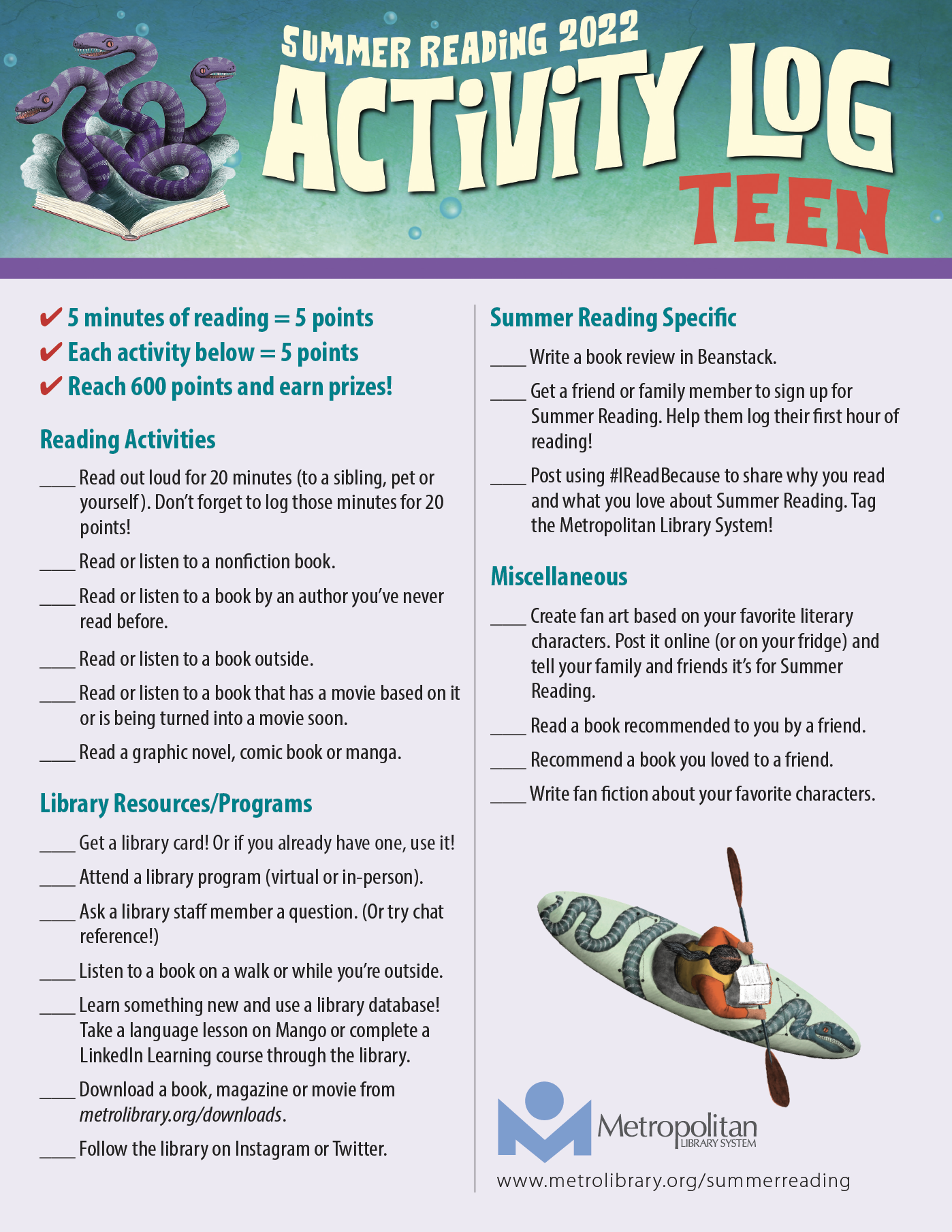 Summer Reading Information for Schools | Metropolitan Library System