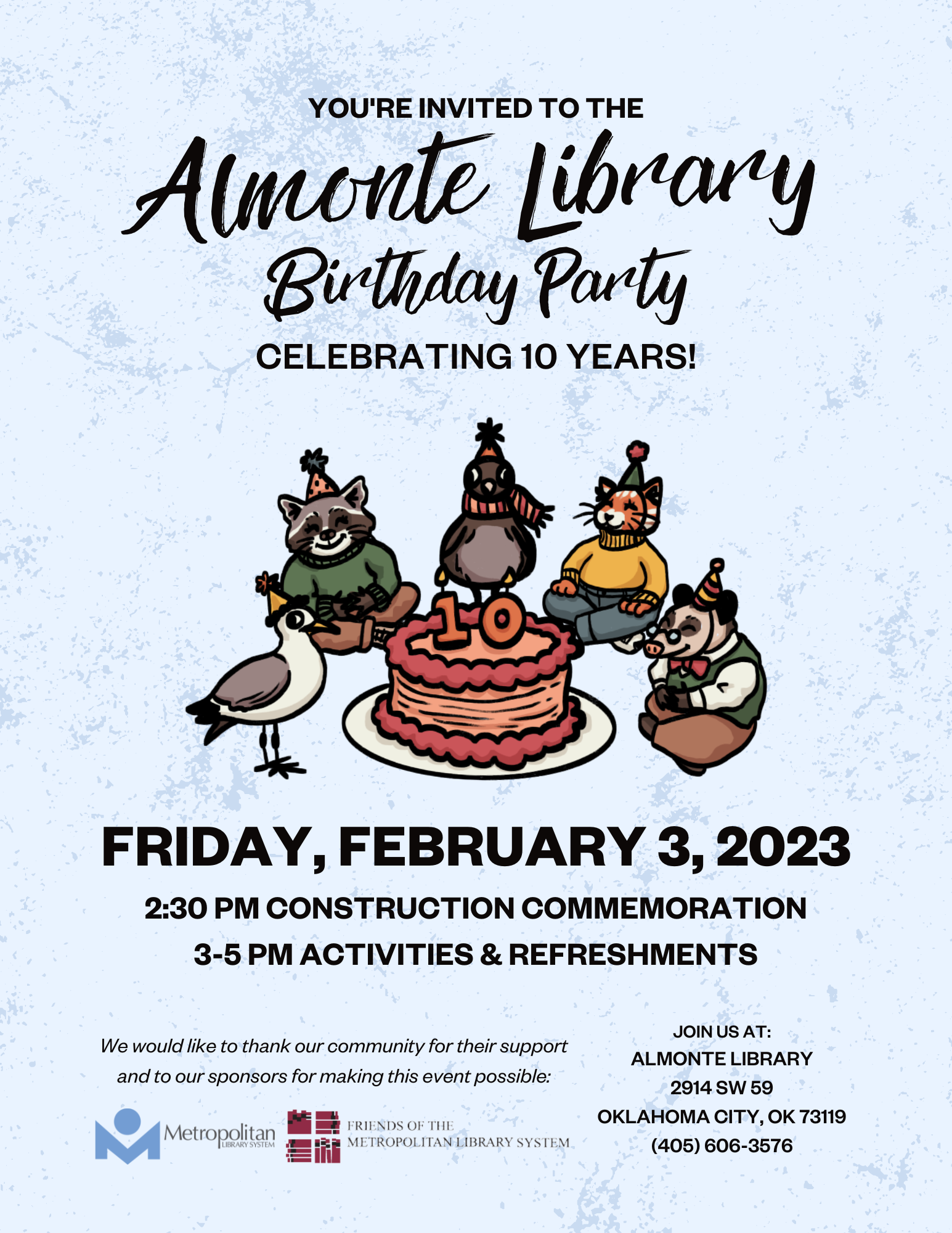 Almonte Library Birthday Party - Celebrating 10yrs! | Metropolitan ...